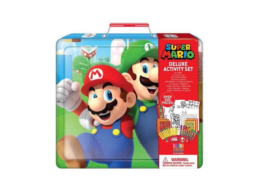 Nintendo Super Mario Deluxe Activity Art Set with Metal Carrying Case ...